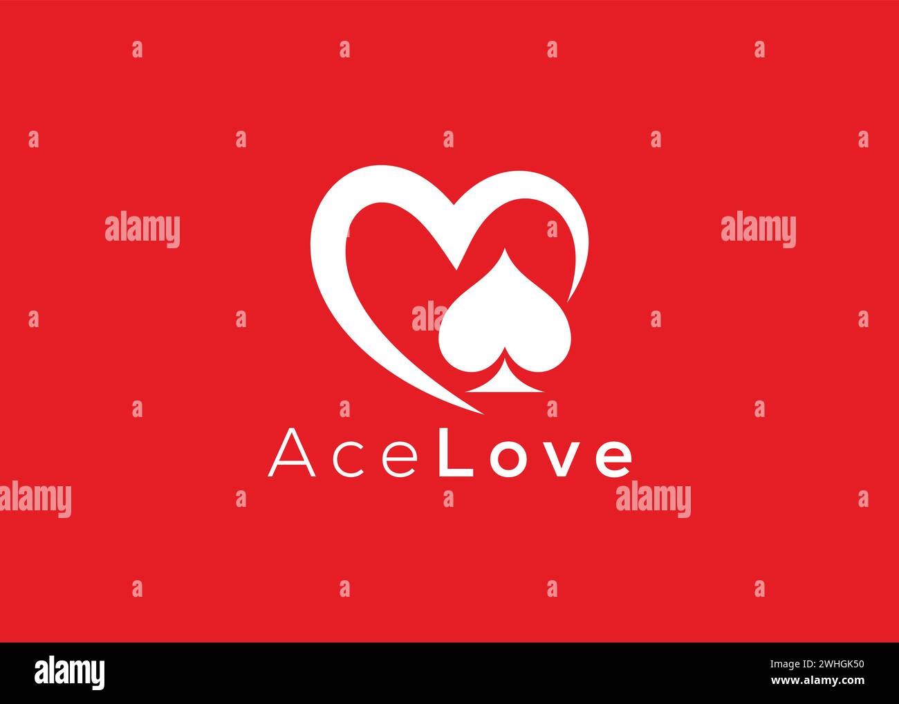 Minimalist Ace Love logo design vector template. Creative red Heart ace ...