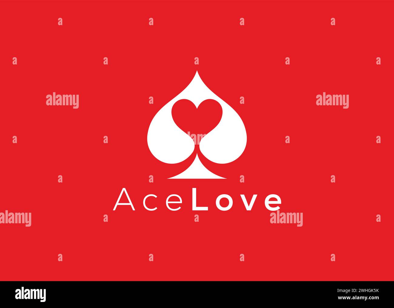 Minimalist Ace Love logo design vector template. Creative red Heart ace ...