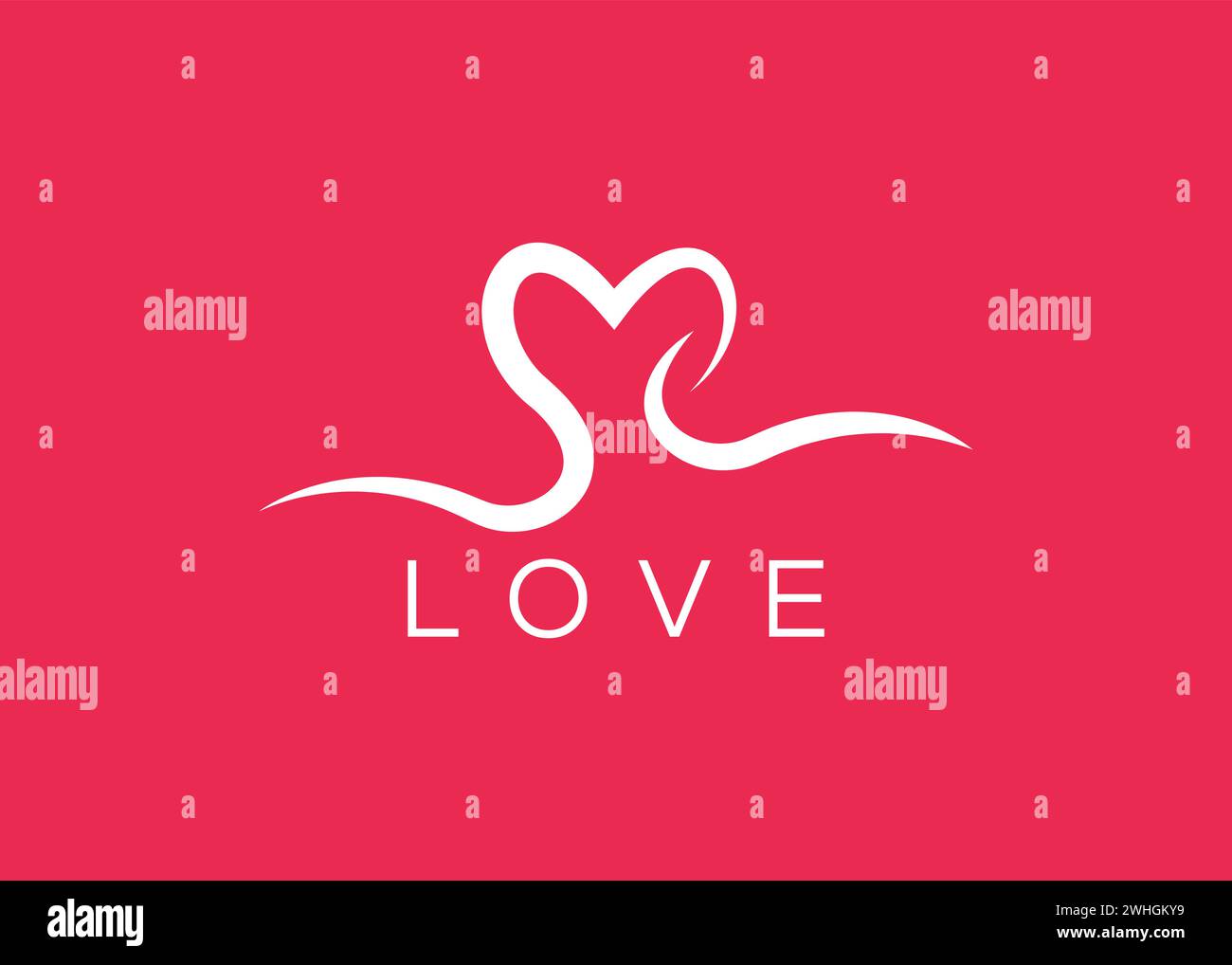 Minimalist Love logo design vector template. Creative red Heart shape ...