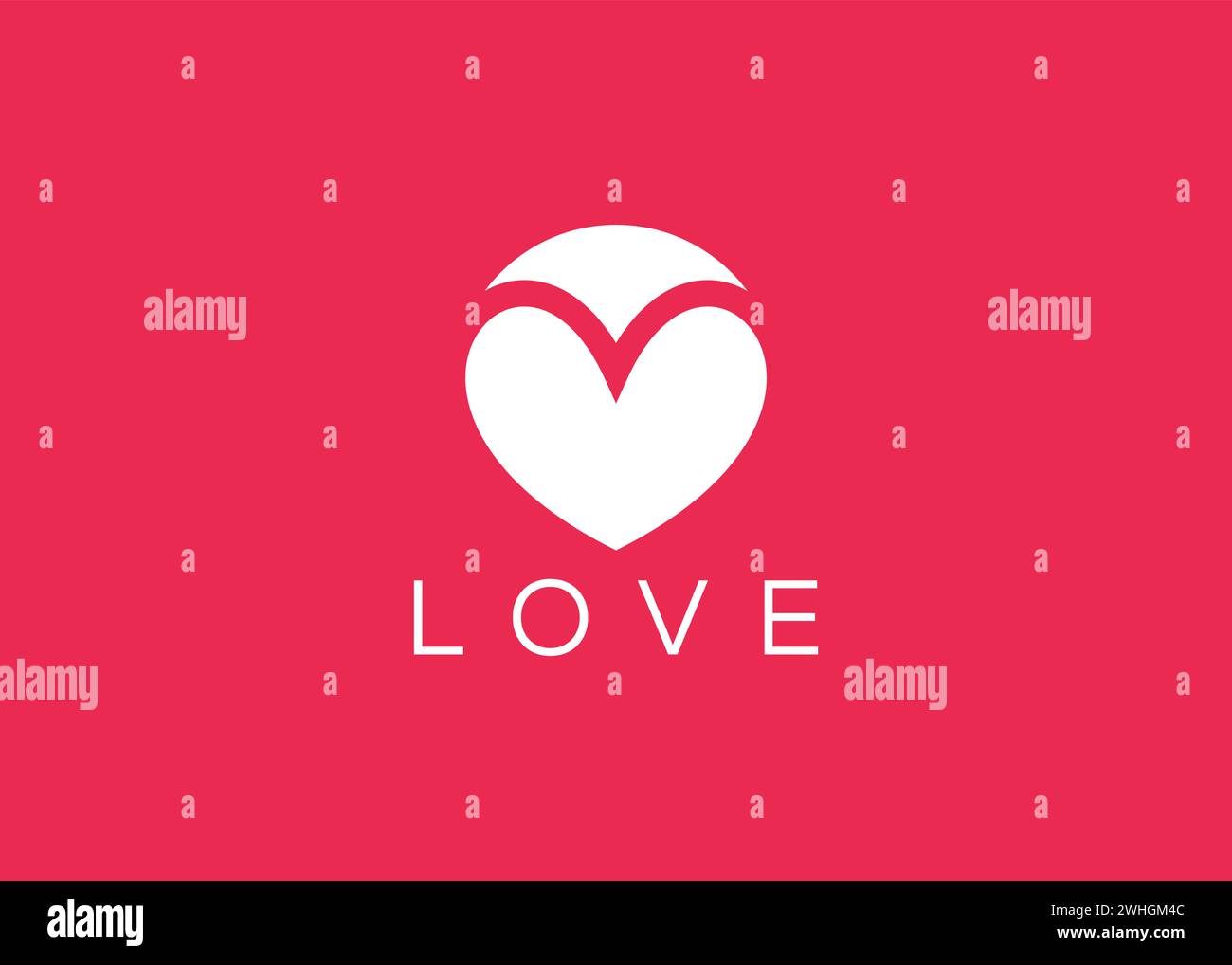 Minimalist Love logo design vector template. Creative red Heart shape ...