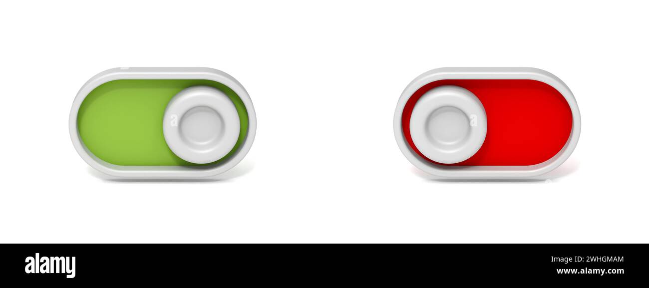 Green and red buttons 3D Stock Photo - Alamy