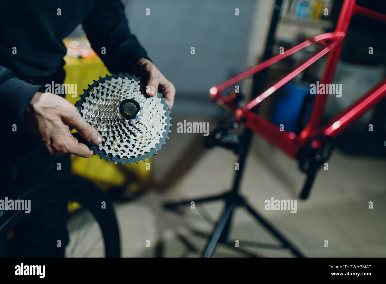 Bicycle assembly in workshop hi-res stock photography and images - Alamy