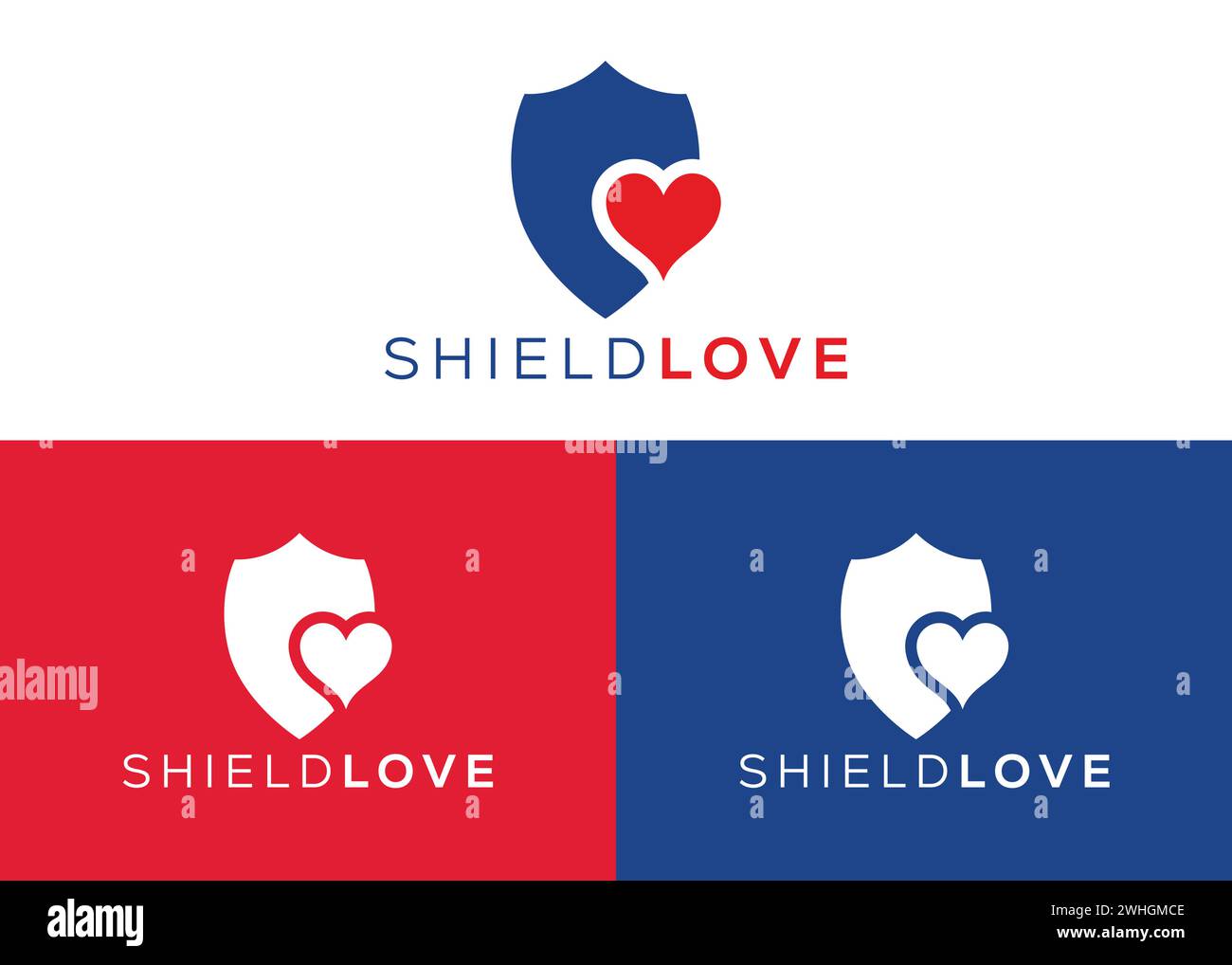 Minimalist Shield love logo design vector template. Guard and love ...
