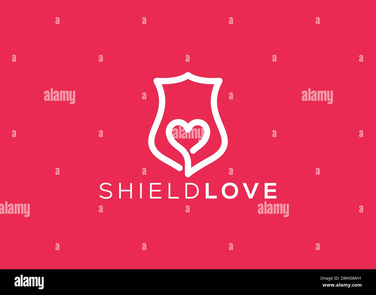 Minimalist Shield love logo design vector template. Guard and love ...