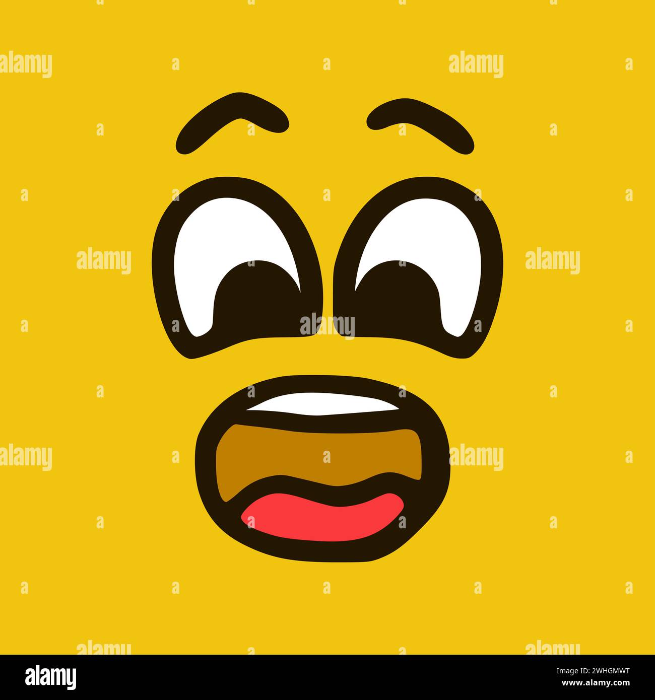 Frightened face. Cartoon face expressions. Doodle characters mouth and ...