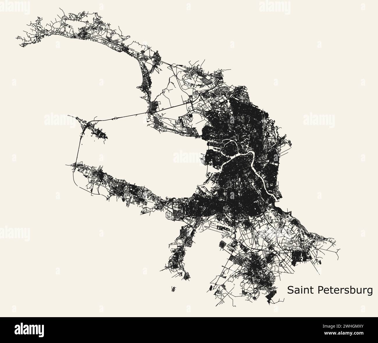 City road map of Saint Petersburg, St Petersburg, Russia Stock Vector ...