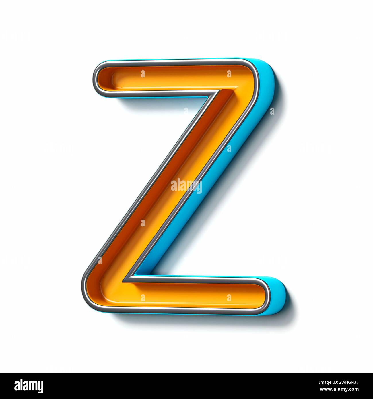 Orange blue thin metal font Letter Z 3D Stock Photo - Alamy