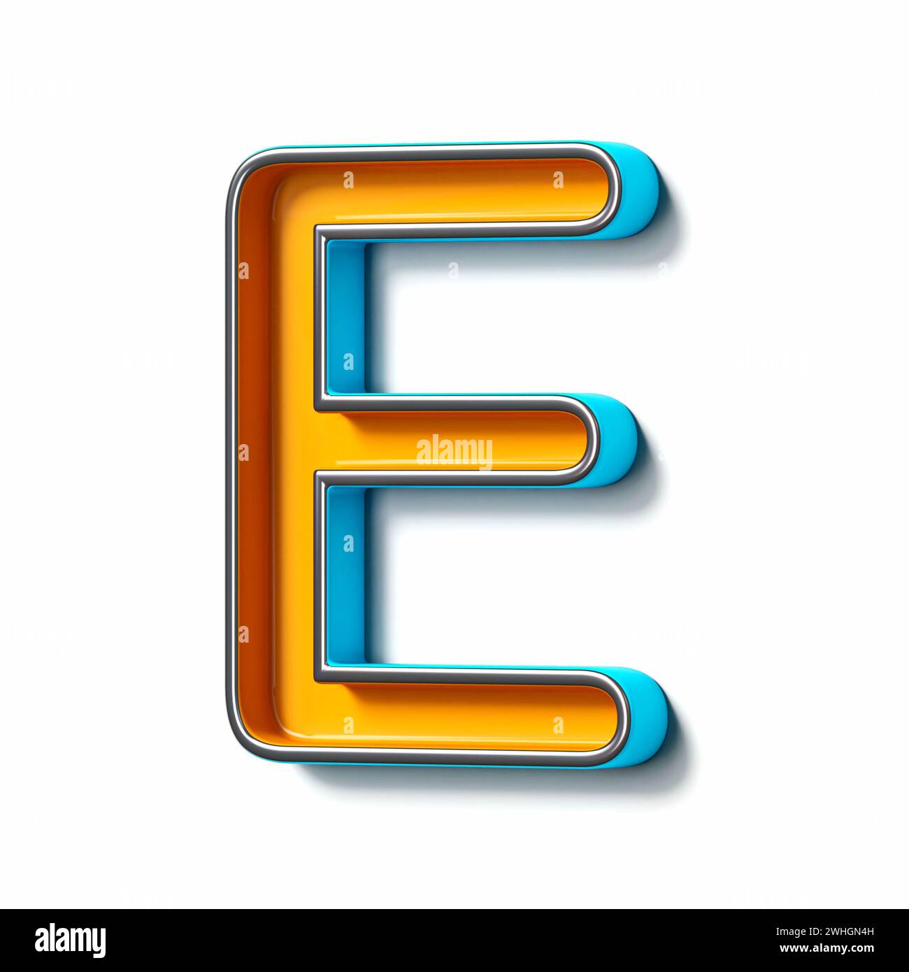 Orange blue thin metal font Letter E 3D Stock Photo - Alamy