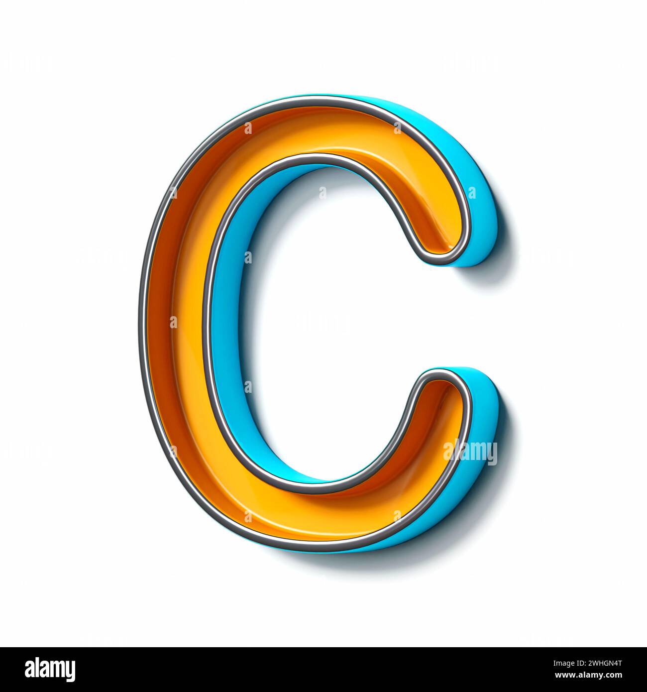 Orange blue thin metal font Letter C 3D Stock Photo - Alamy