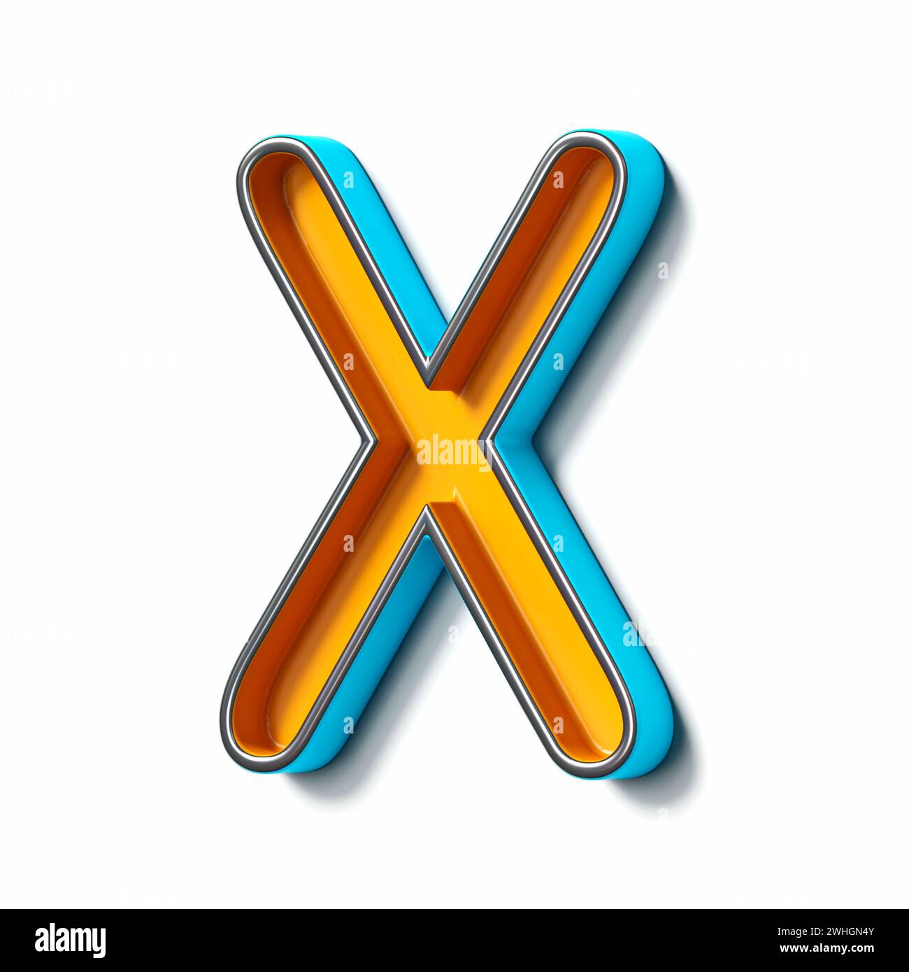 Orange blue thin metal font Letter X 3D Stock Photo - Alamy