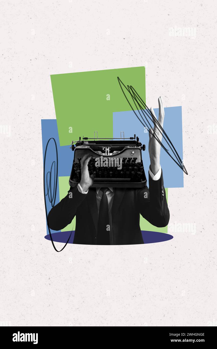 Creative 3d photo collage artwork about mechanical retro keyboard for ...