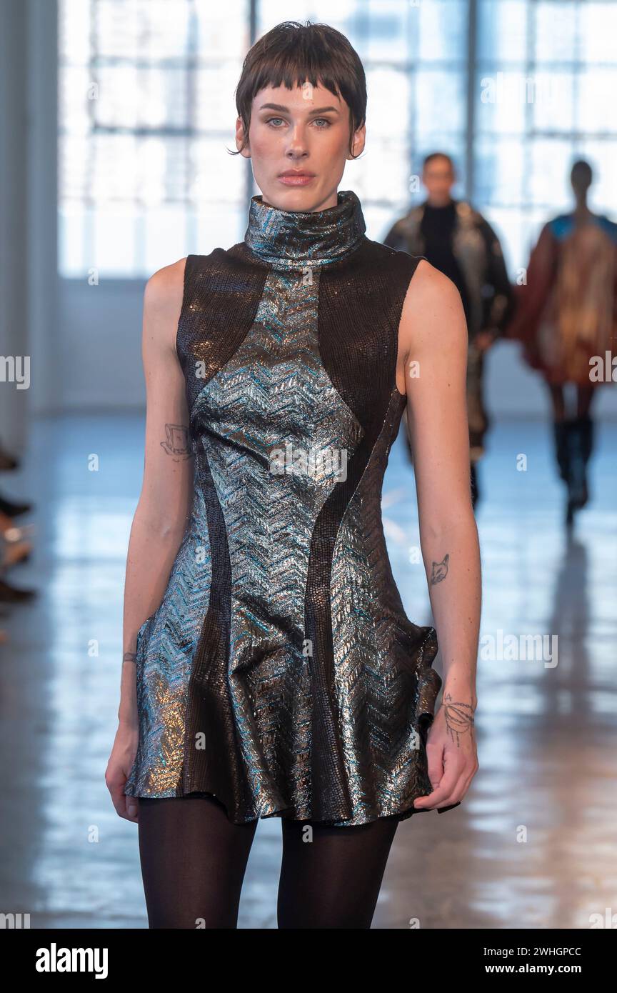New York, United States. 09th Feb, 2024. A model walks the runway at ...