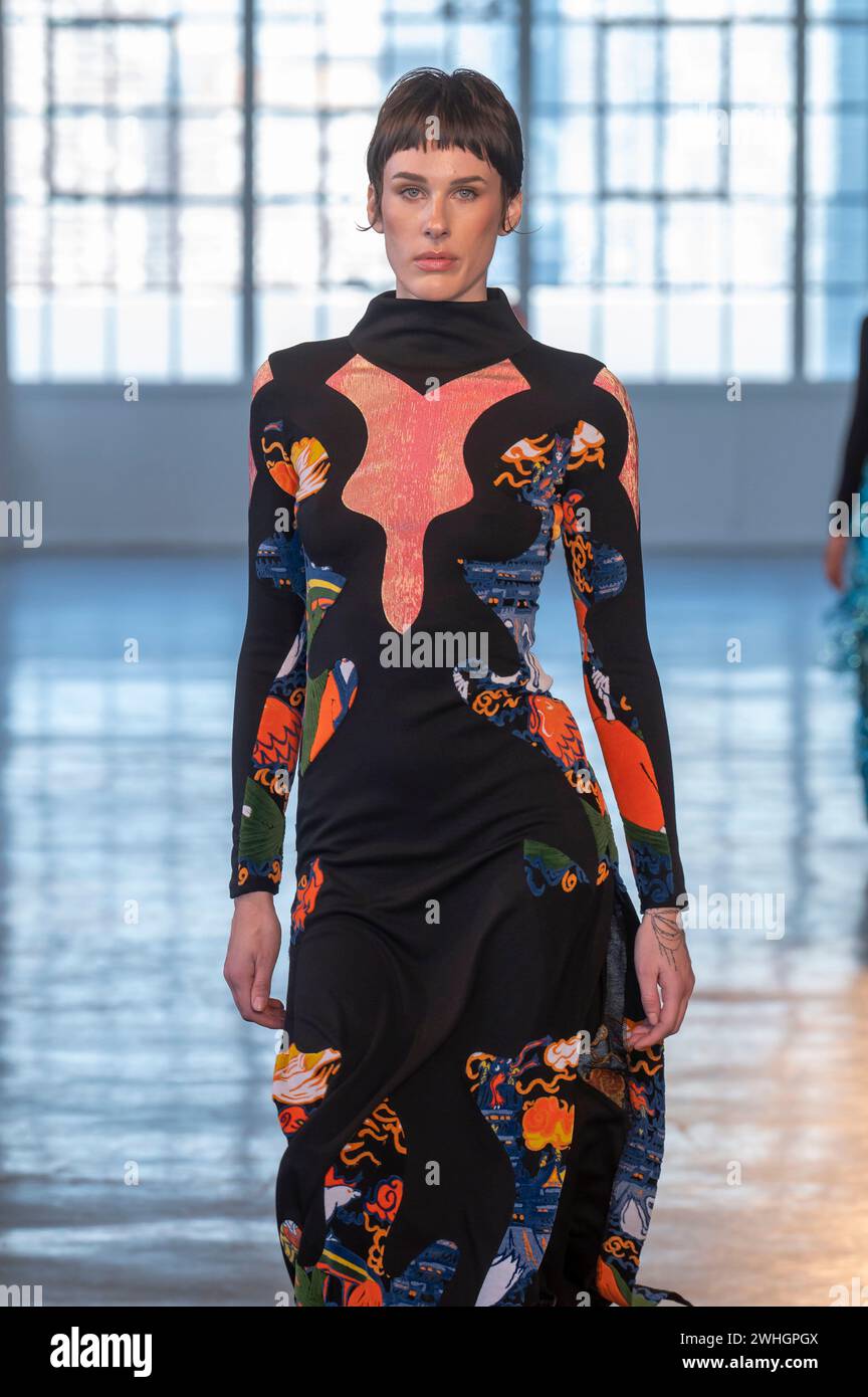 New York, United States. 09th Feb, 2024. A model walks the runway at ...