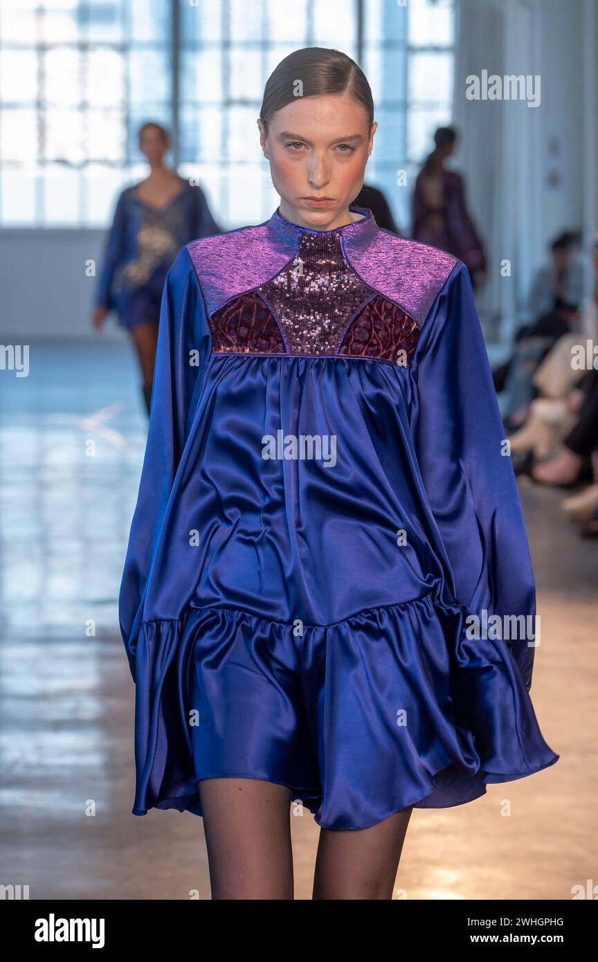 New York, United States. 09th Feb, 2024. A model walks the runway at ...