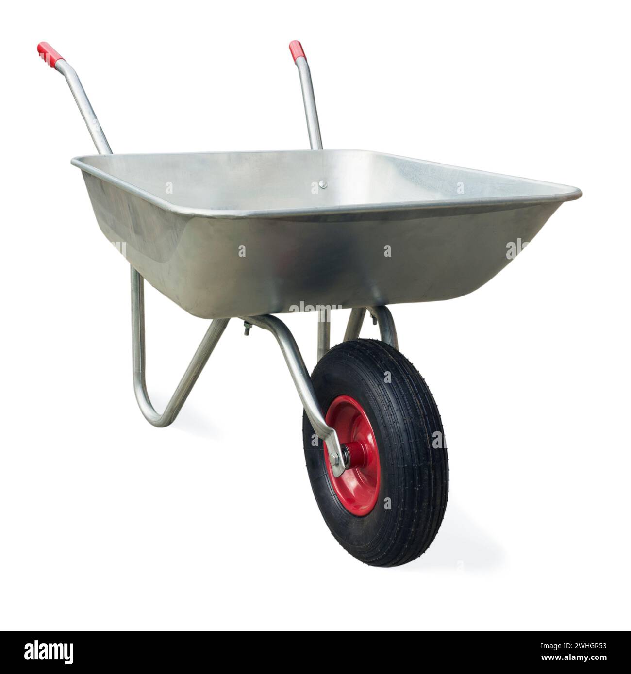 Wheelbarrow on white background. Garden single wheel cart Stock Photo ...