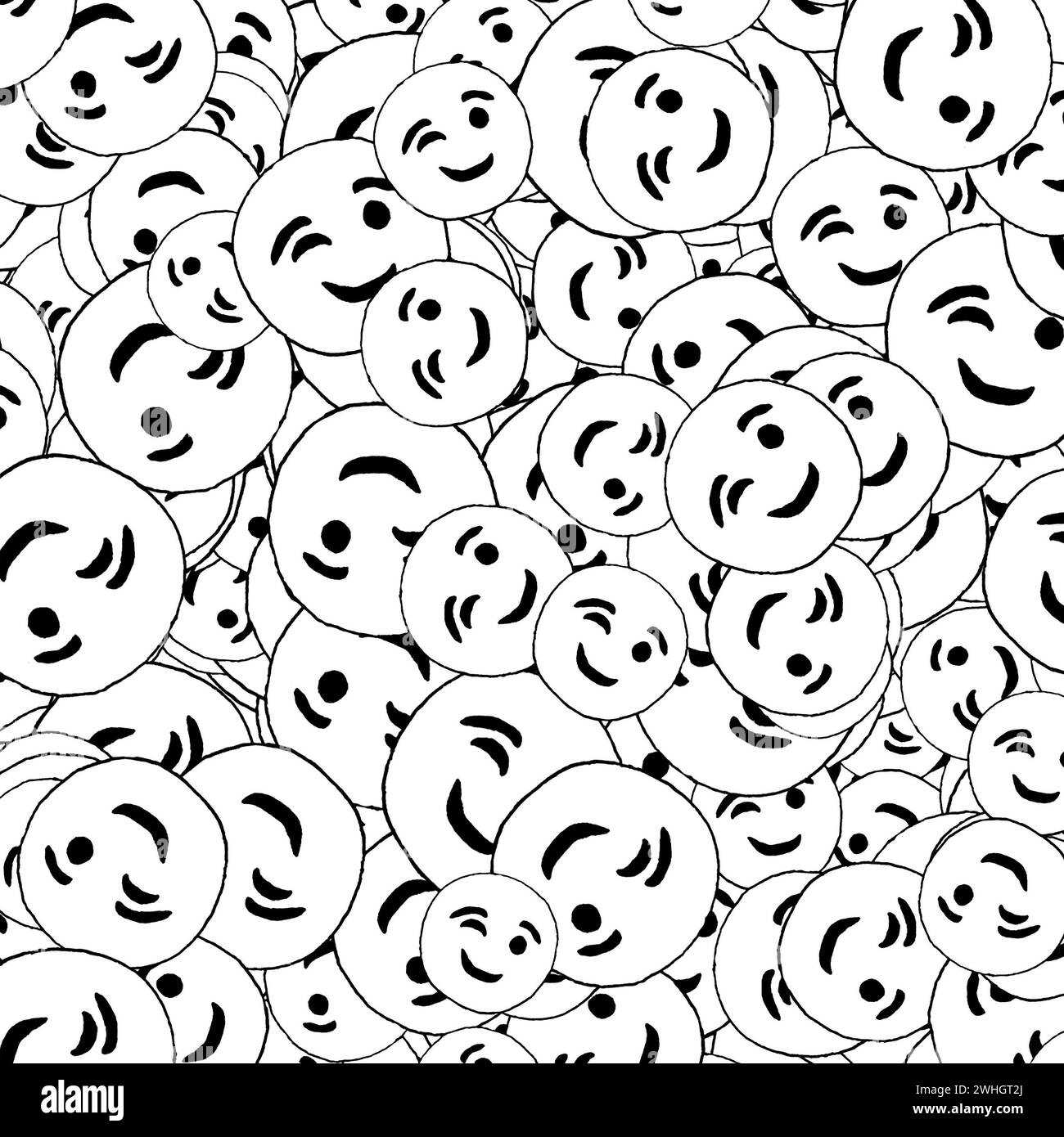 Winking emoticon sketchy drawing motif random pattern Stock Photo - Alamy