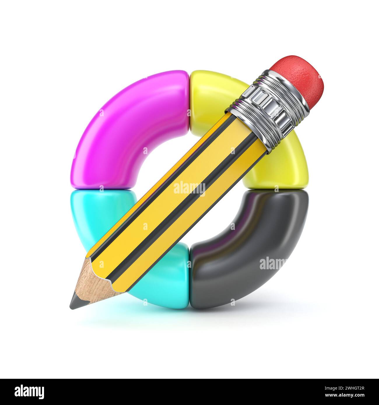 CMYK color wheel with pencil 3D Stock Photo - Alamy