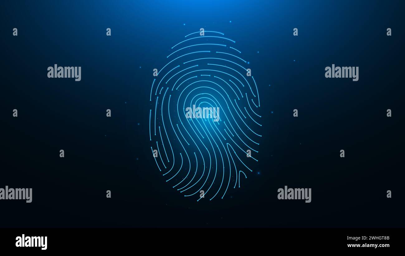 Polygonal fingerprint vector illustration on a dark blue background ...