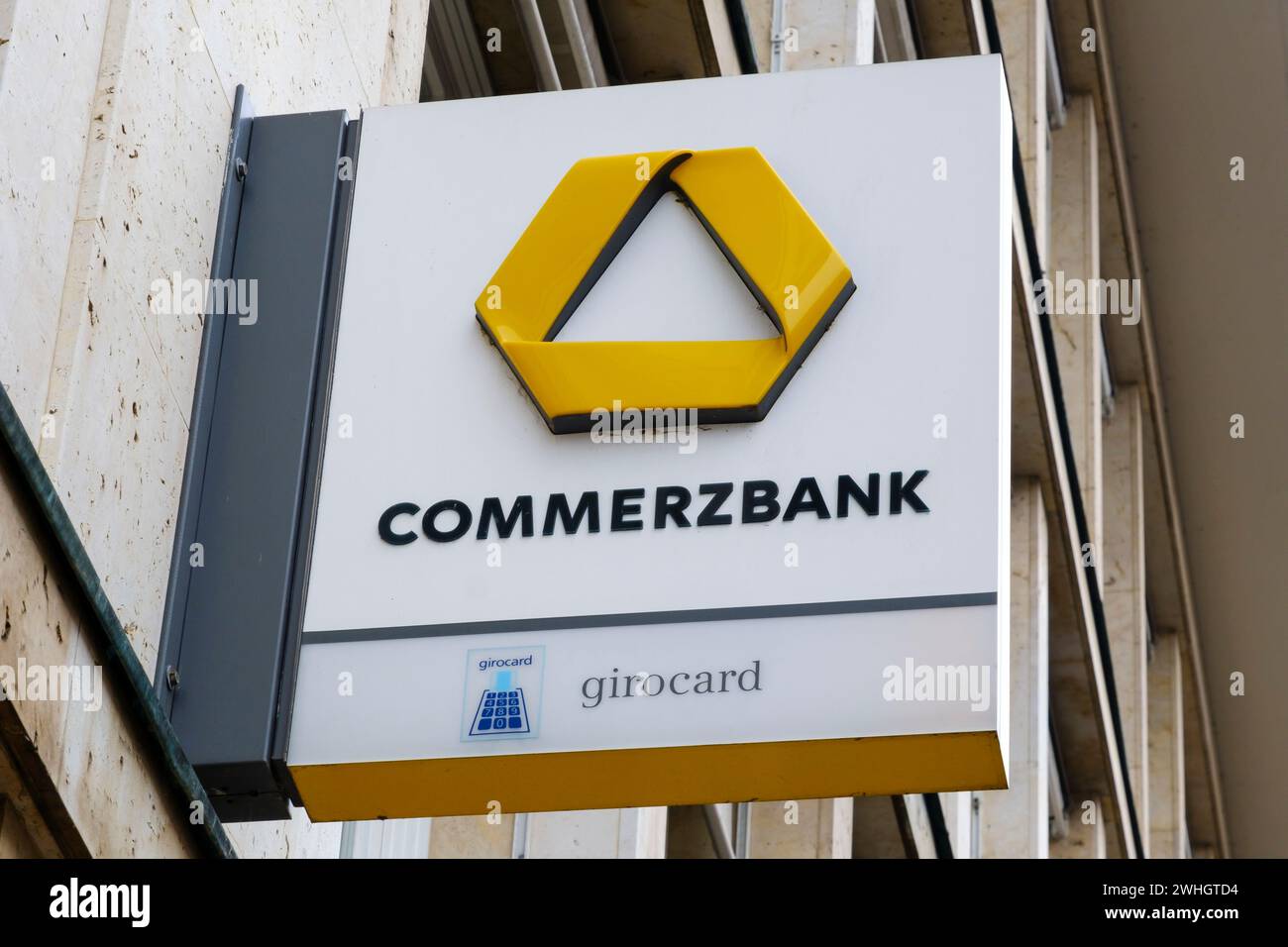 Facade with sing and logo of the Commerzbank Stock Photo - Alamy