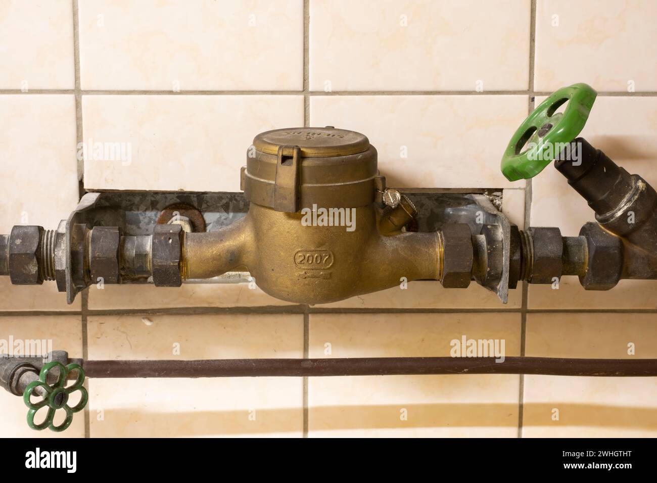 Water meter and water pipe Stock Photo - Alamy