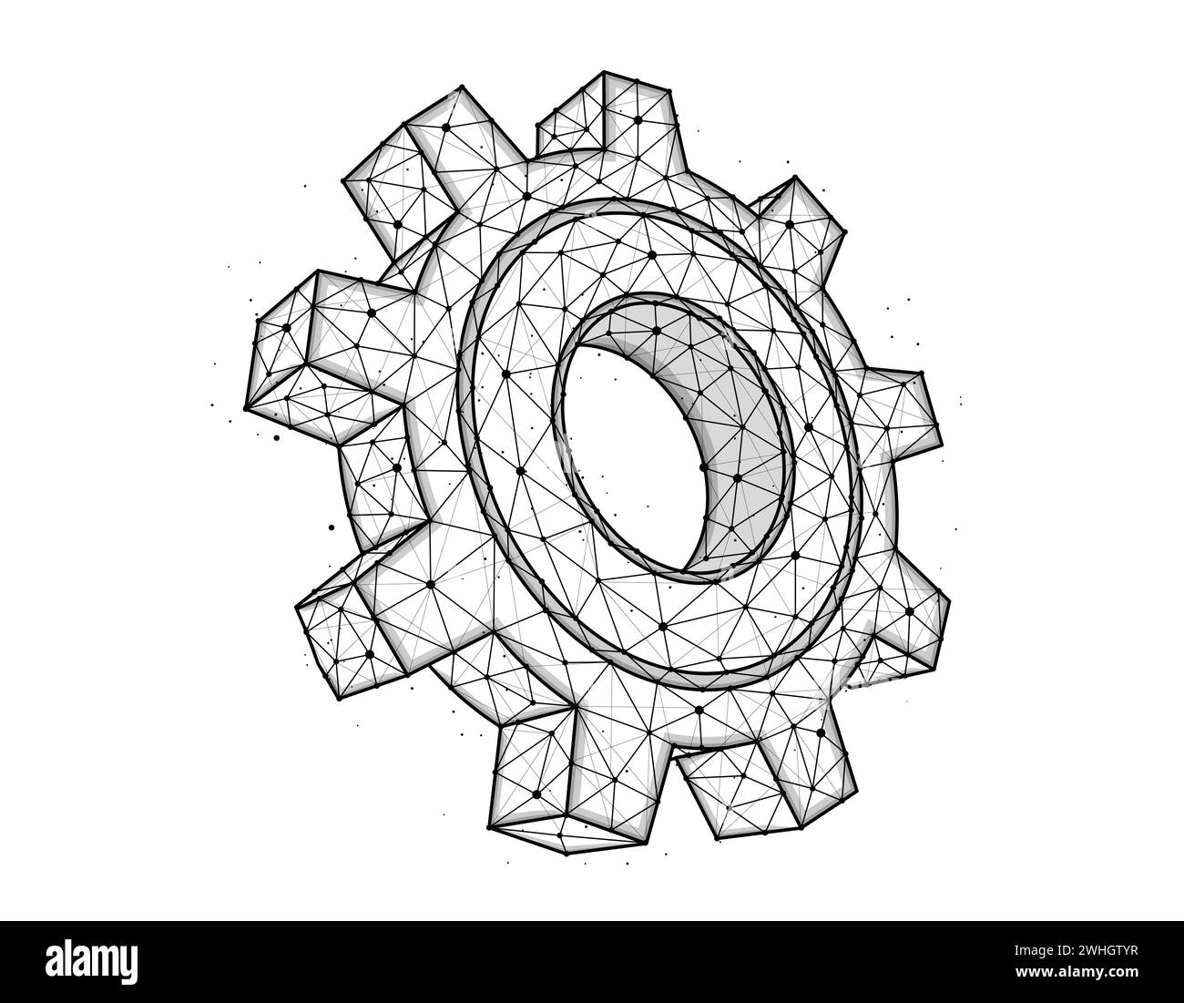 Polygonal vector illustration of a gear wheel or gear. Mechanism ...