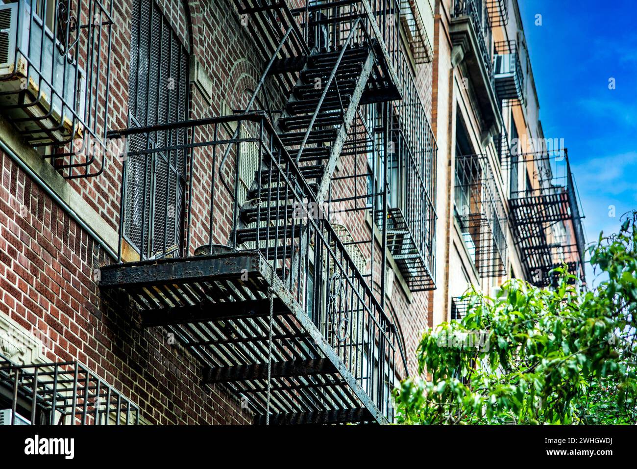 Emergency staircase typical of the orthodox Jewish neighborhood of ...