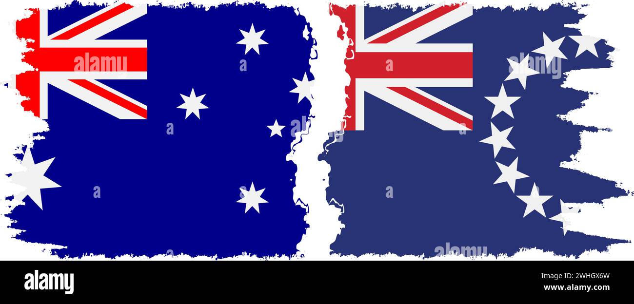 Cook Islands and Australia grunge flags connection, vector Stock Vector ...