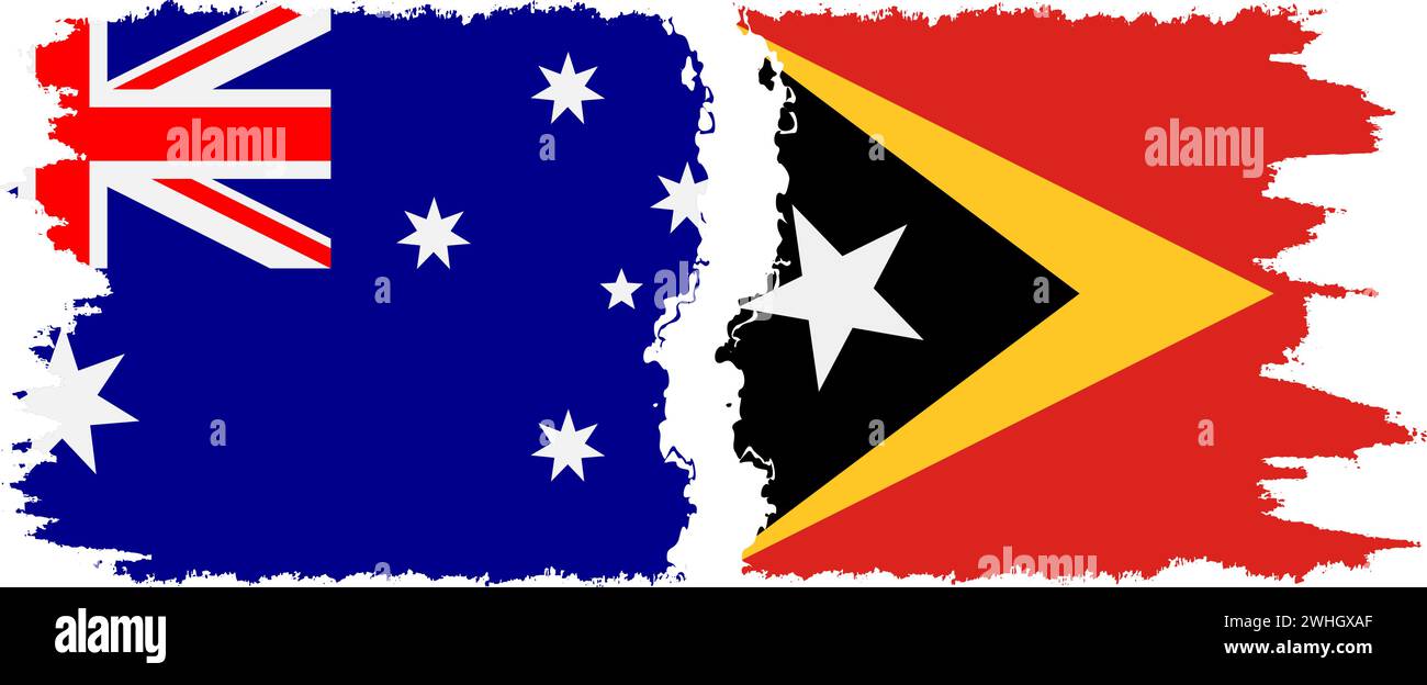Timor-Leste - East Timor and Australia grunge flags connection, vector ...