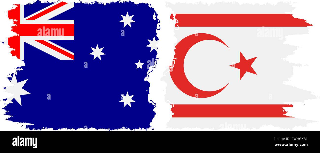 Turkish Republic of Northern Cyprus and Australia grunge flags ...