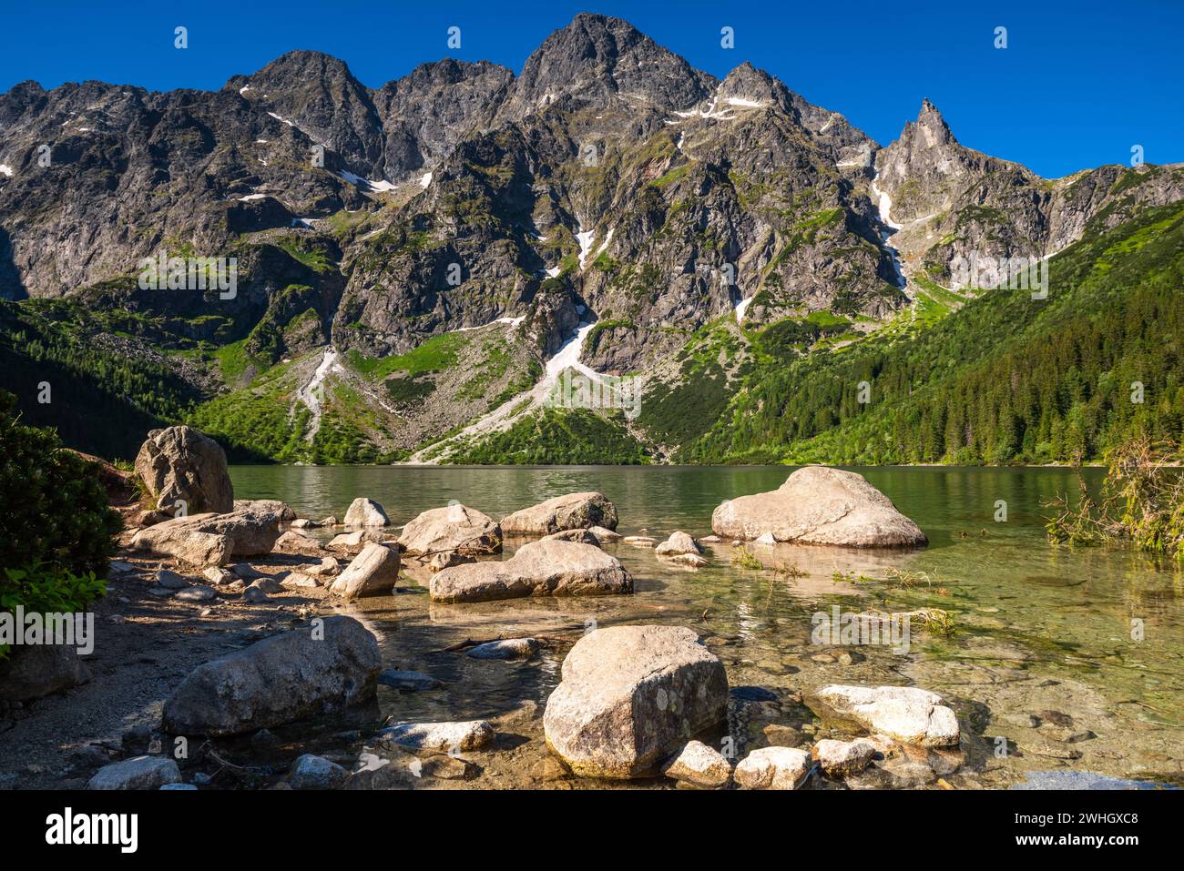 Polish Tatras Mountains and alpine lake Morskie Oko Stock Photo - Alamy