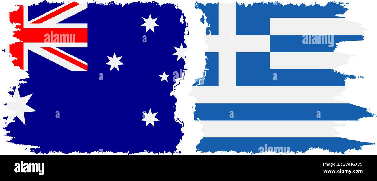 Greece and Australia grunge flags connection, vector Stock Vector Image ...