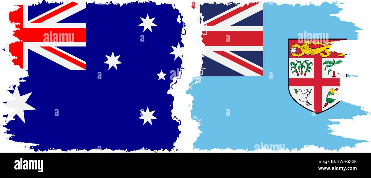 Fiji and Australia grunge flags connection, vector Stock Vector Image ...