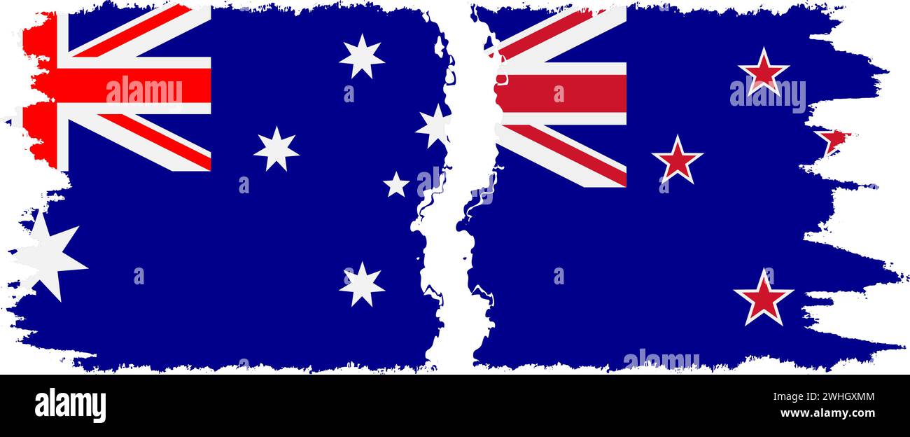 New Zealand and Australia grunge flags connection, vector Stock Vector ...