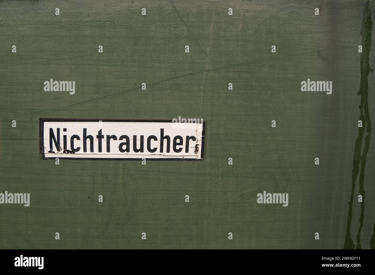 German sign no smoking in german called Nichtraucher at green ...