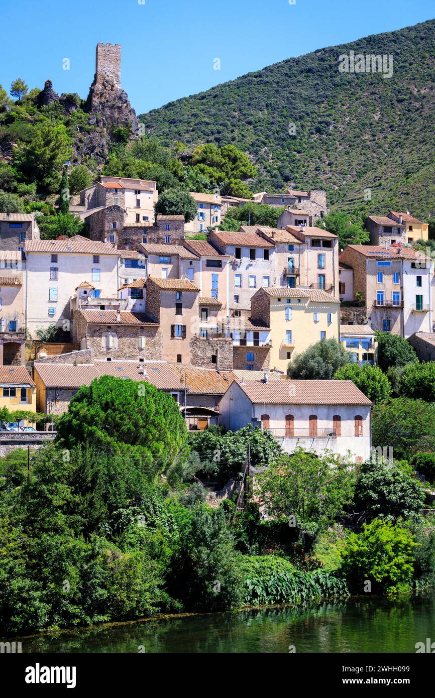 Village roquebrun france south france hi-res stock photography and ...