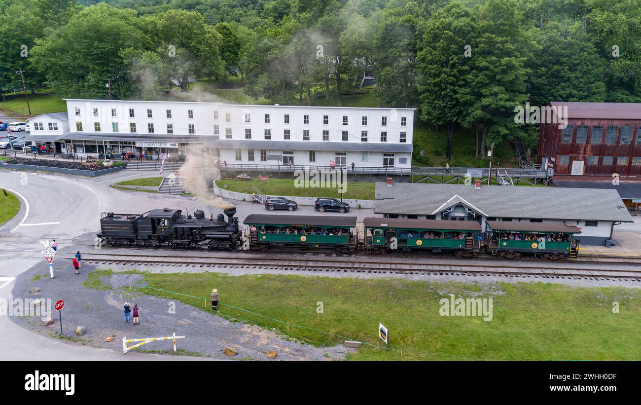 Aerial View of A Shay Locomotive Getting Ready to Push Passenger ...