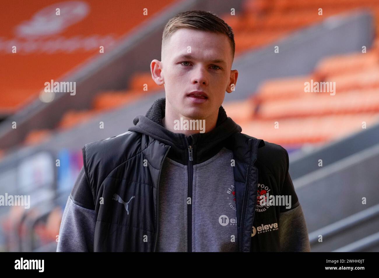 Andy Lyons of Blackpool arrives at the stadium before the Sky Bet ...