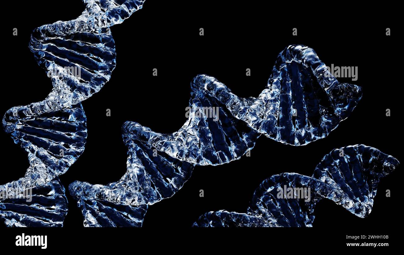 3d rendering of double helix DNA with water coloring Stock Photo - Alamy
