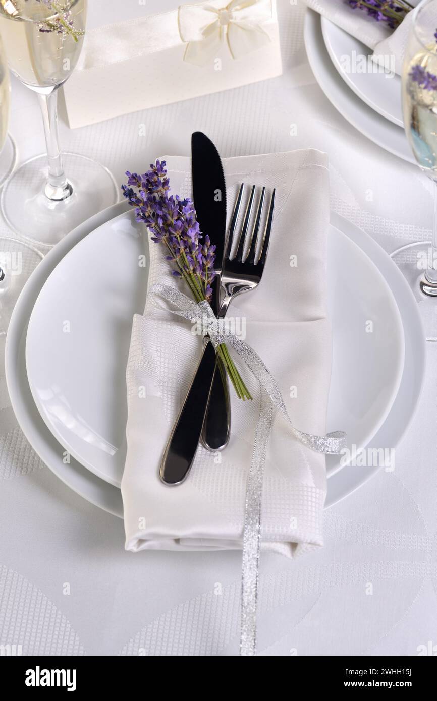 Table setting in Provence style Stock Photo - Alamy