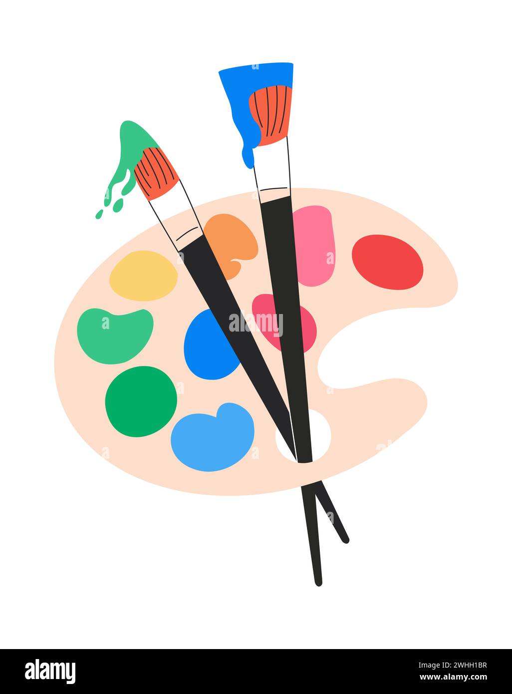 Art palette with paint brushes vector illustration Stock Vector Image ...