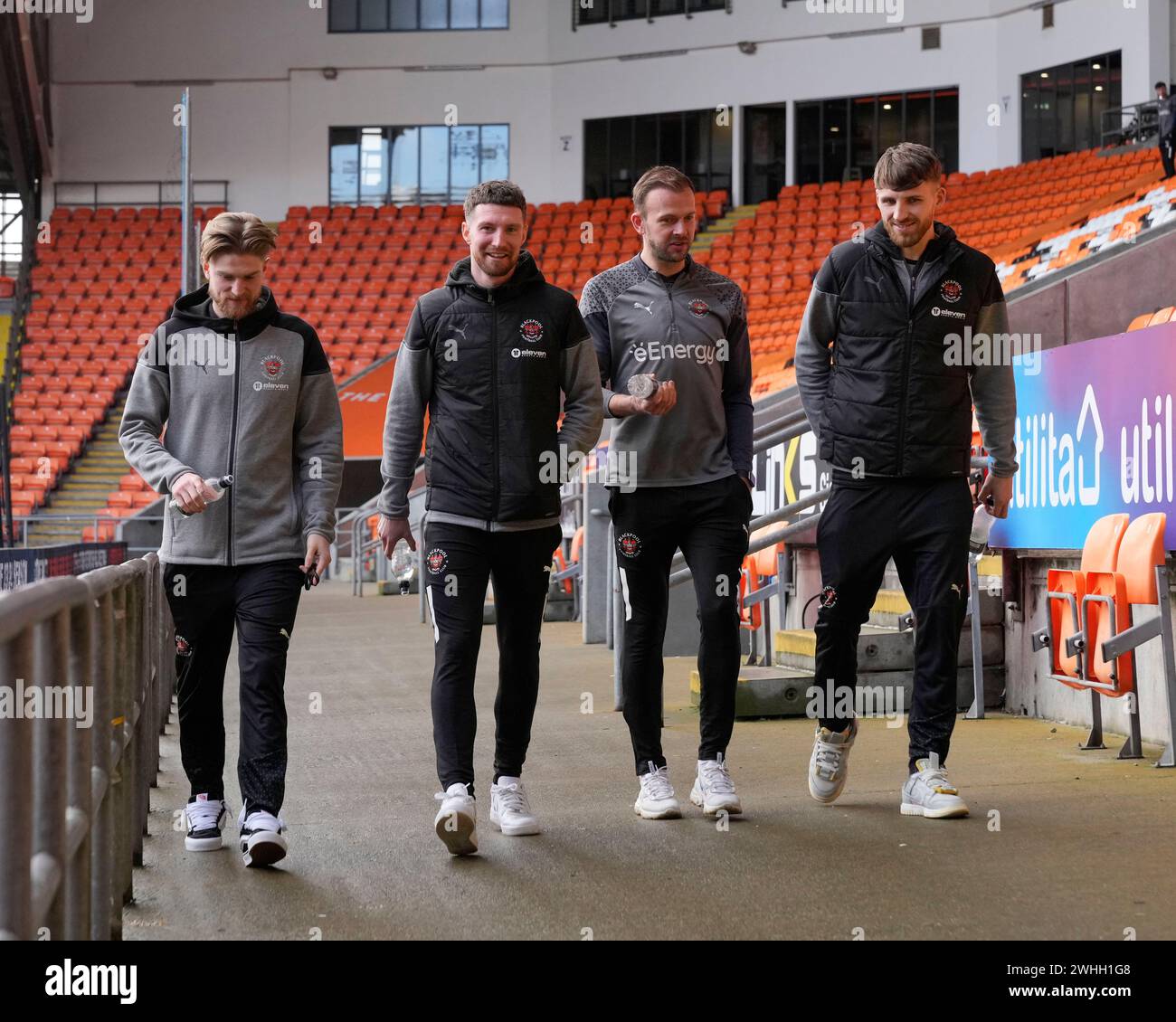 Blackpool players arrive at the stadium before the Sky Bet League 1 ...