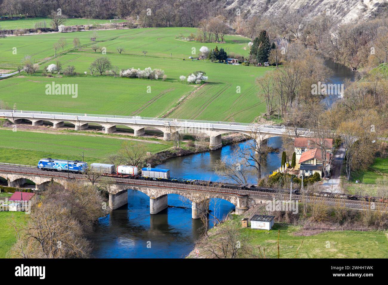 Railroad bridge over the Unstrut river Stock Photo - Alamy