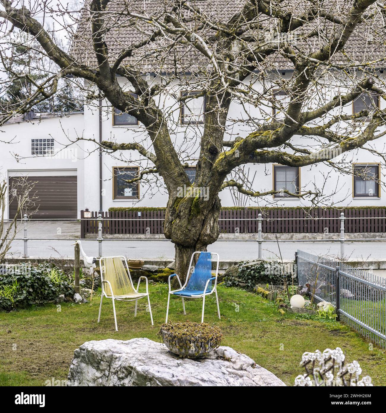 Seats under tree hi-res stock photography and images - Alamy