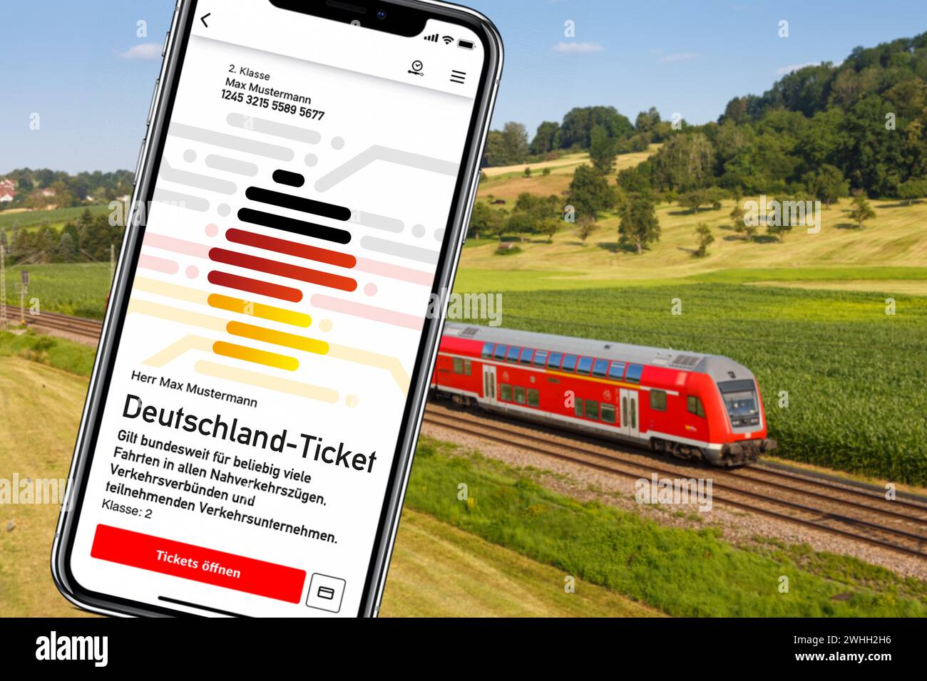 Deutschland-Ticket D-Ticket or 49 Euro ticket on a cell phone with ...