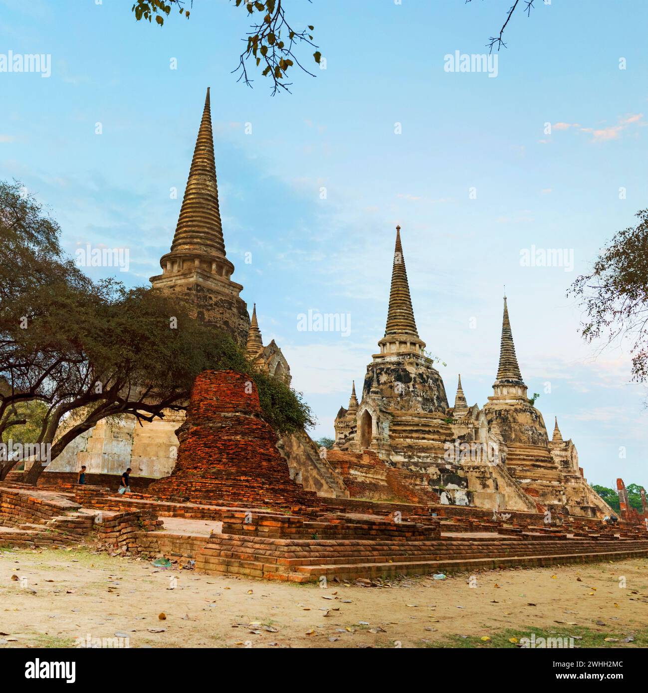 Three ancient pagodas ruins of old Siam capital Ayutthaya at Wat Phra ...