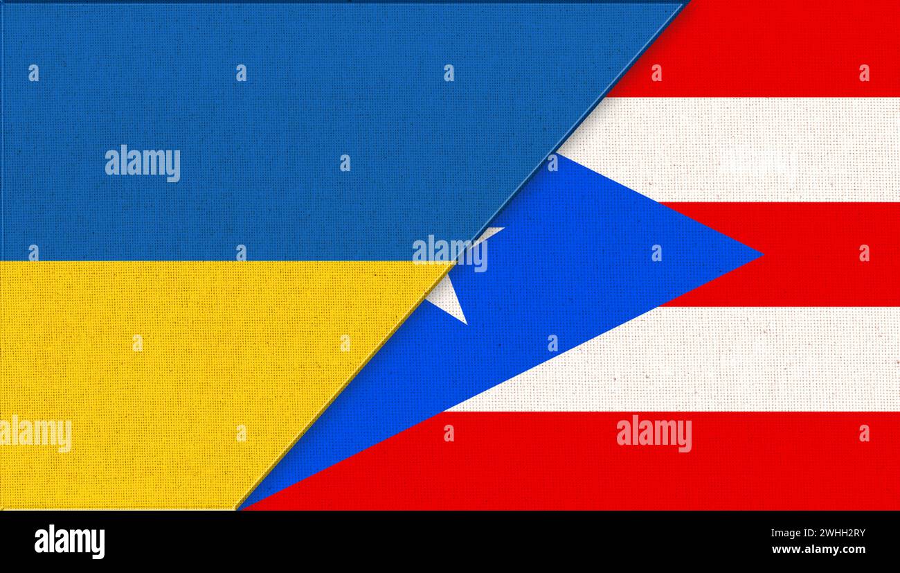 Flags of Ukraine and Puerto Rico - 3D illustration. Two Flags Together ...