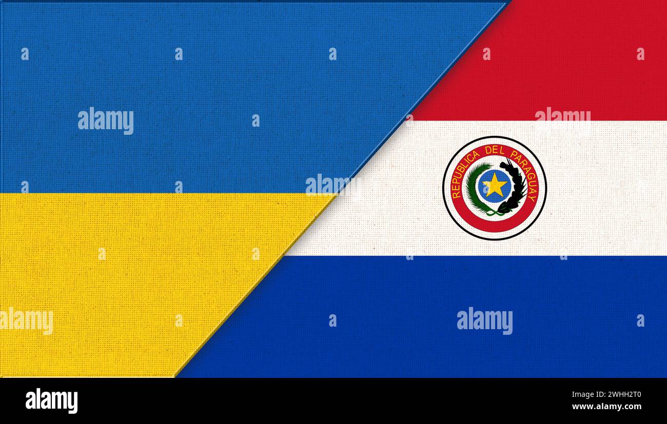 Flags of Ukraine and Paraguay - 3D illustration. Two Flags Together ...