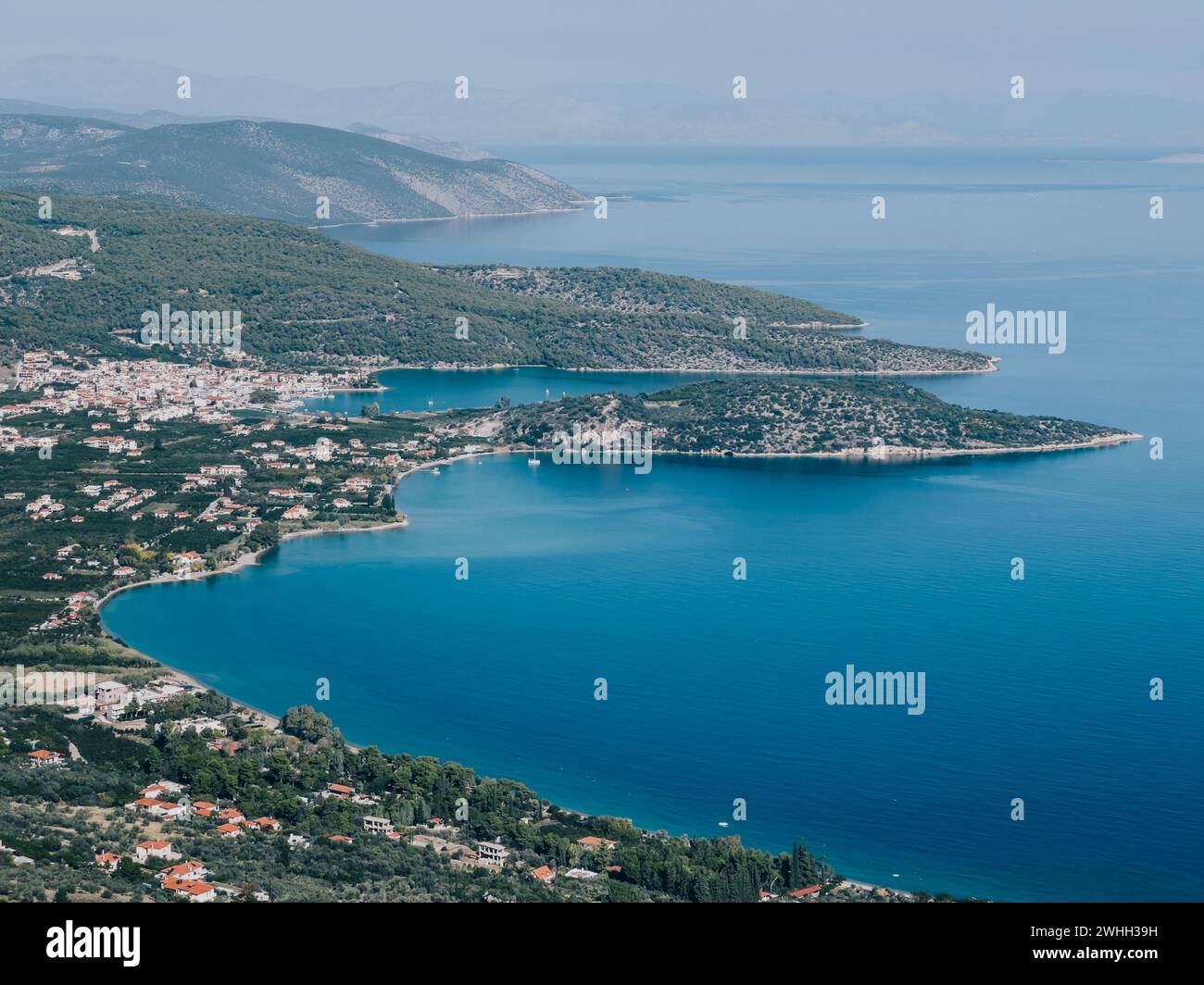 Landscape of old Epidaurus. Argolis, Greece. Aerial view Stock Photo ...