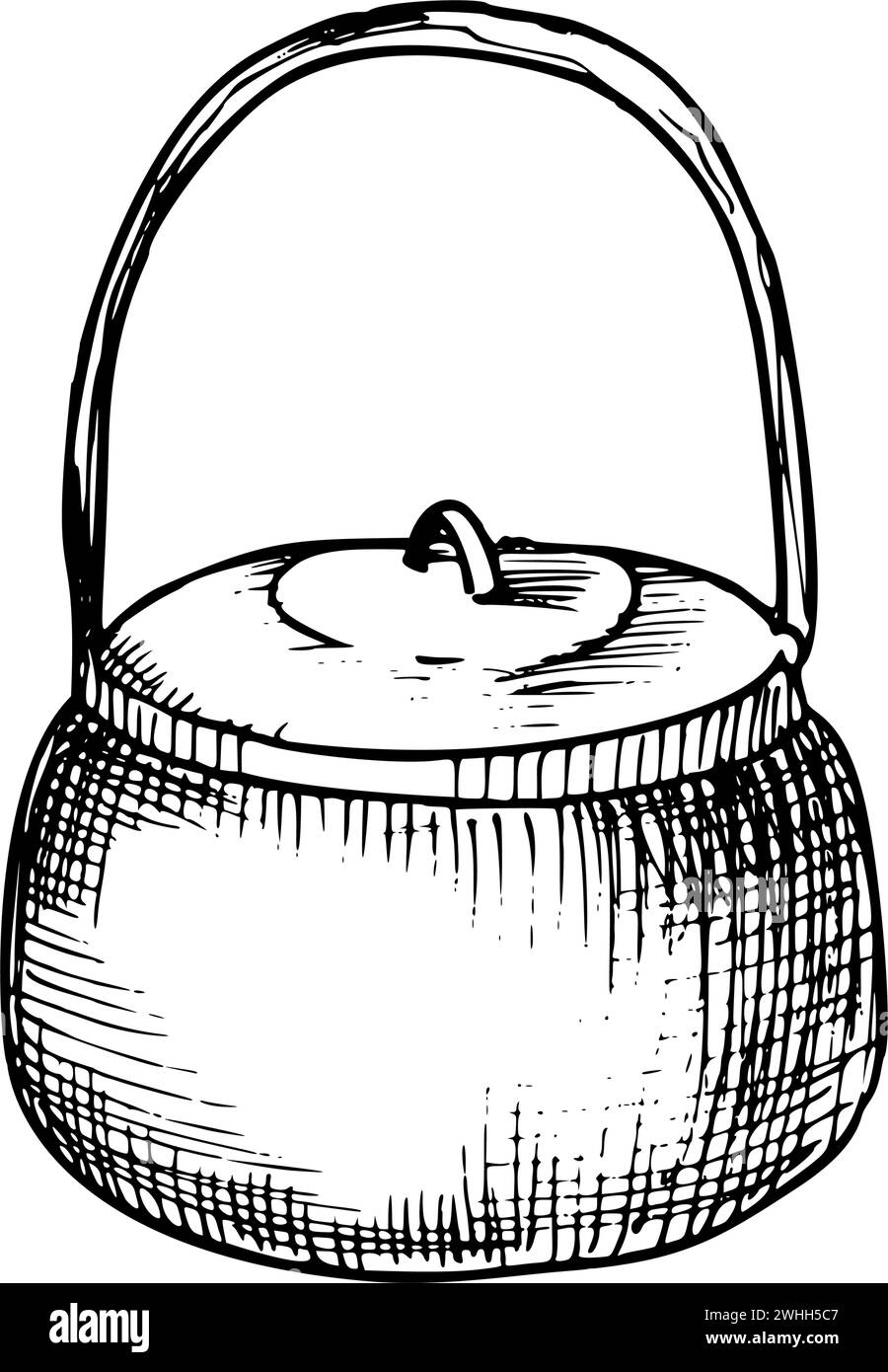 Camping Pot vector illustration. Hand drawn sketch of touristic ...