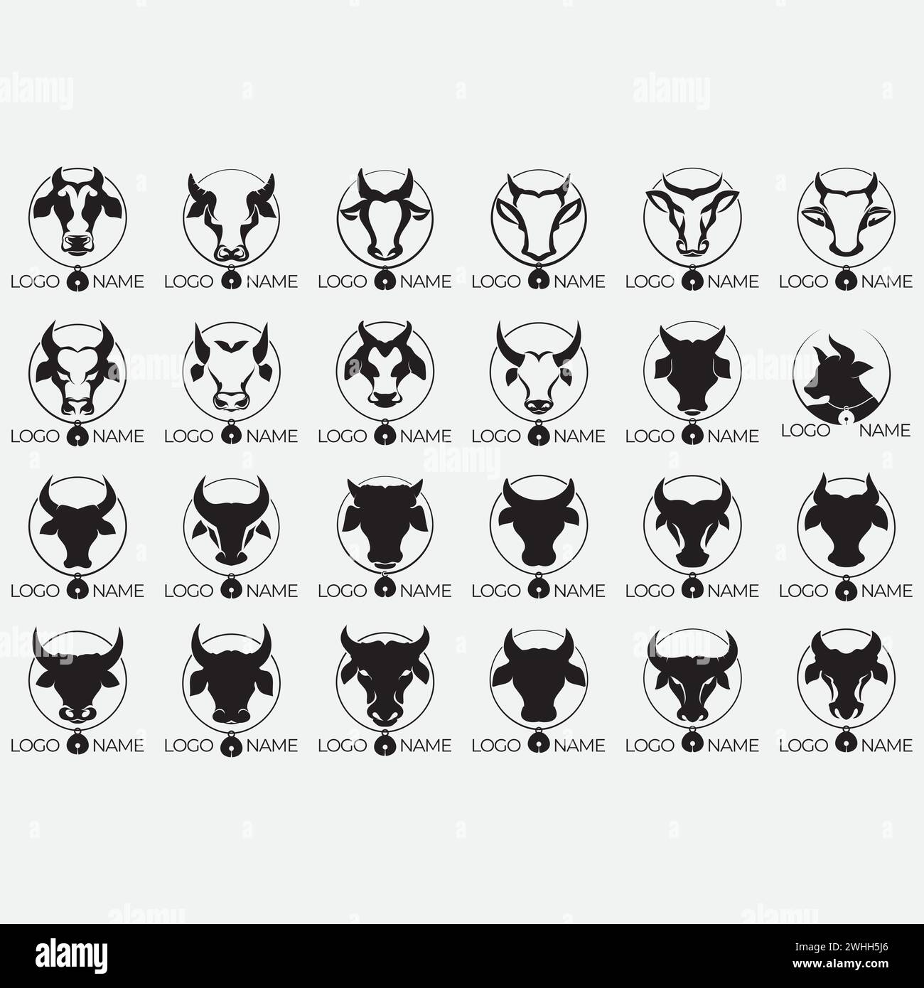 vector image illustration of a collection of cow logos Stock Vector ...
